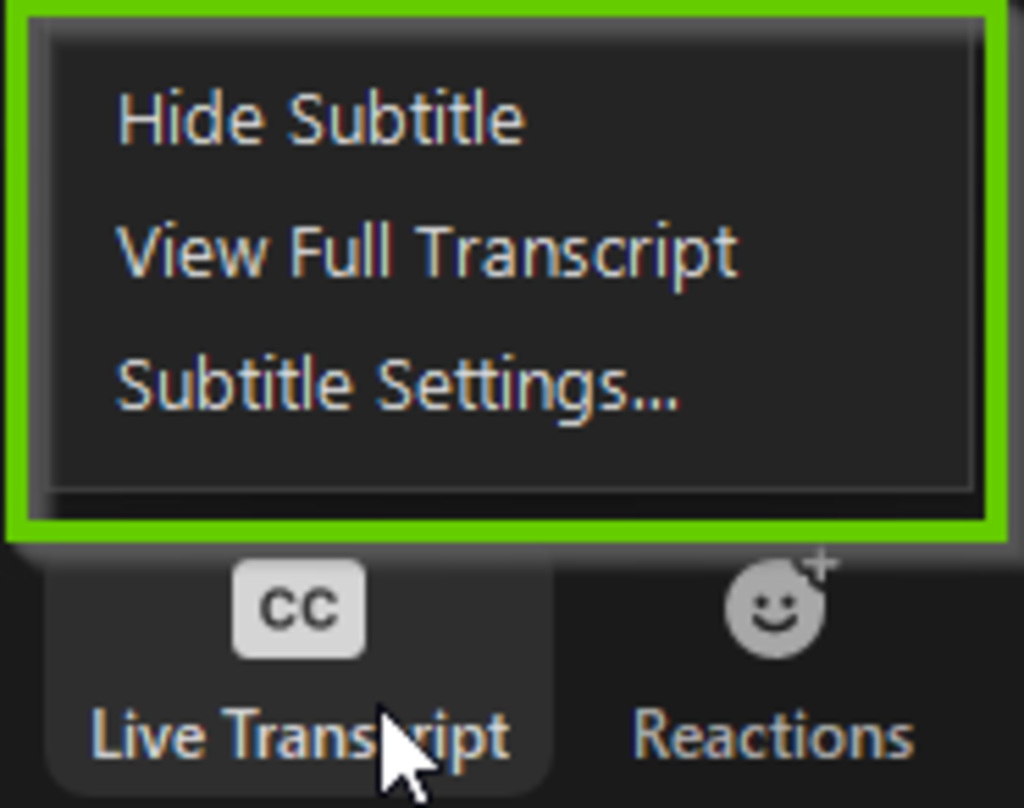 Zoom Automatic Live Transcription | Information Technology Services ...