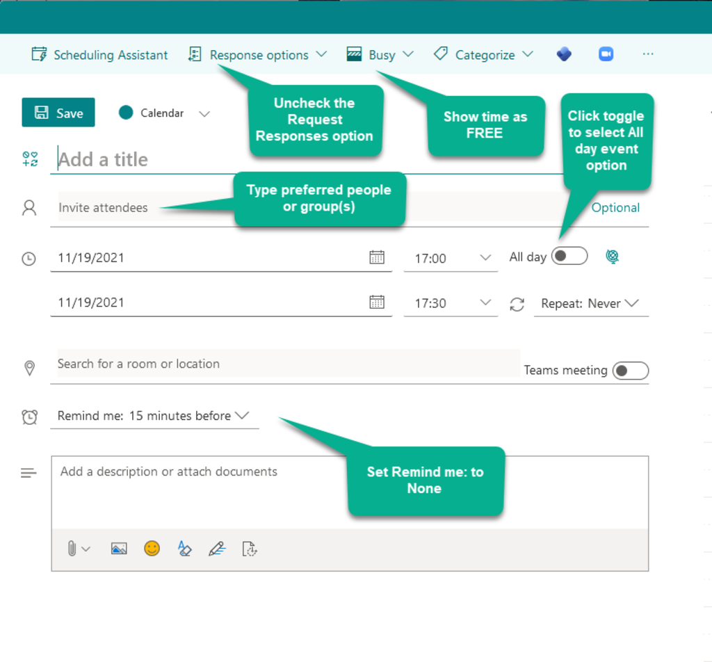 Scheduling Outlook All Day Events for Vacations, Out of Office, or ...