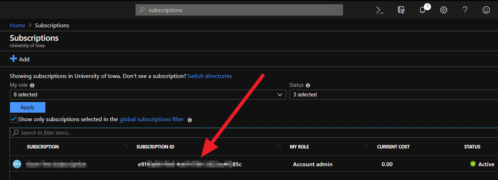 How do I find my Azure subscription ID? | Information Technology Services - The University of Iowa