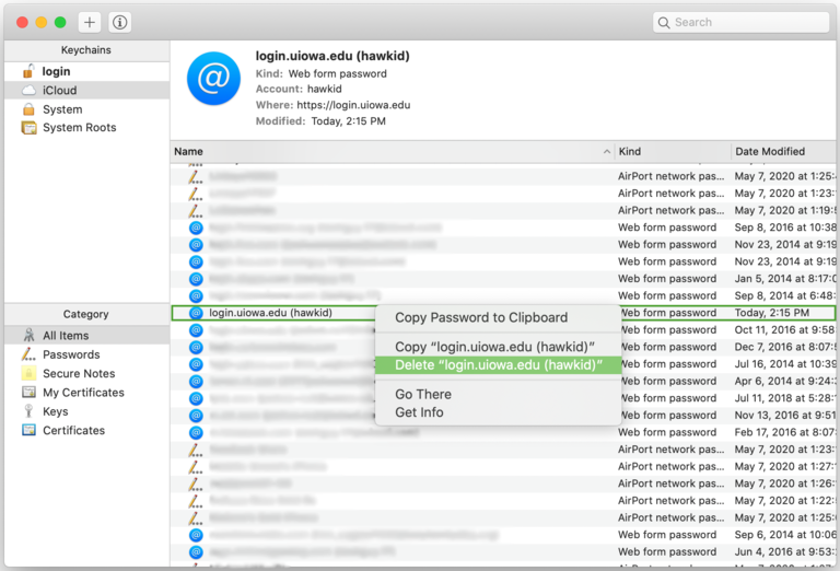 How to use Keychain Access in macOS | Information Technology Services ...
